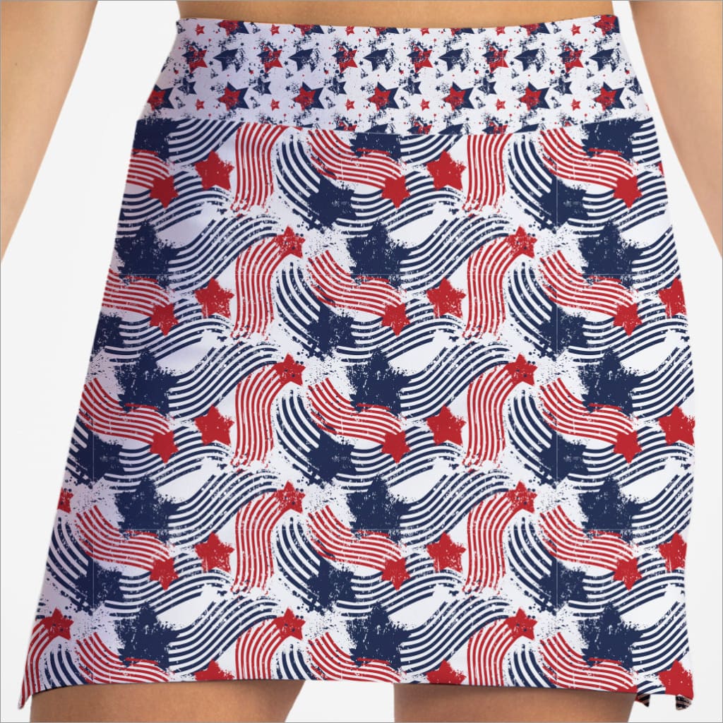 Star Spangled Pattern Skort – Patriotic Stars & Stripes Skort for Women ...