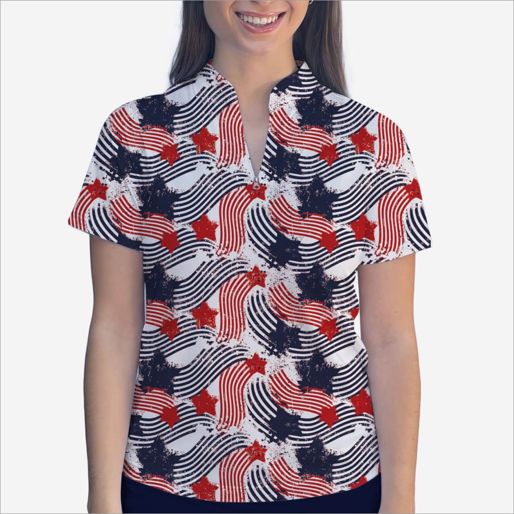 Star Spangled Quarter Zip Top | Women’s Performance Top – Skort Obsession